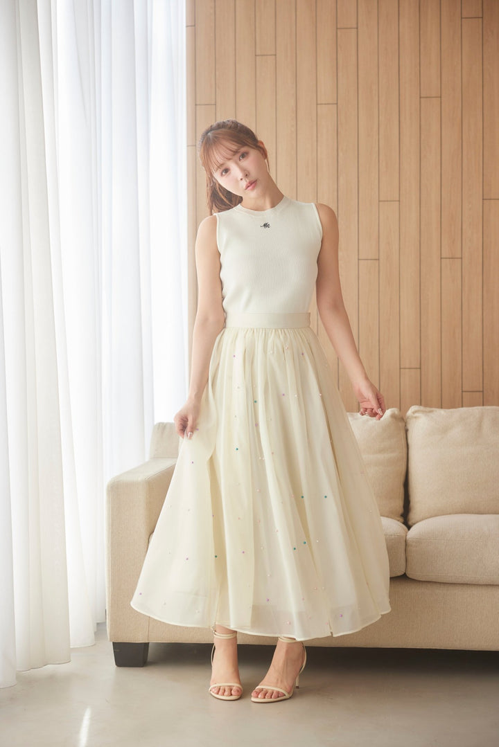 Color Beads Flare Skirt - MISTREASS Color Beads Flare Skirt - MISTREASS